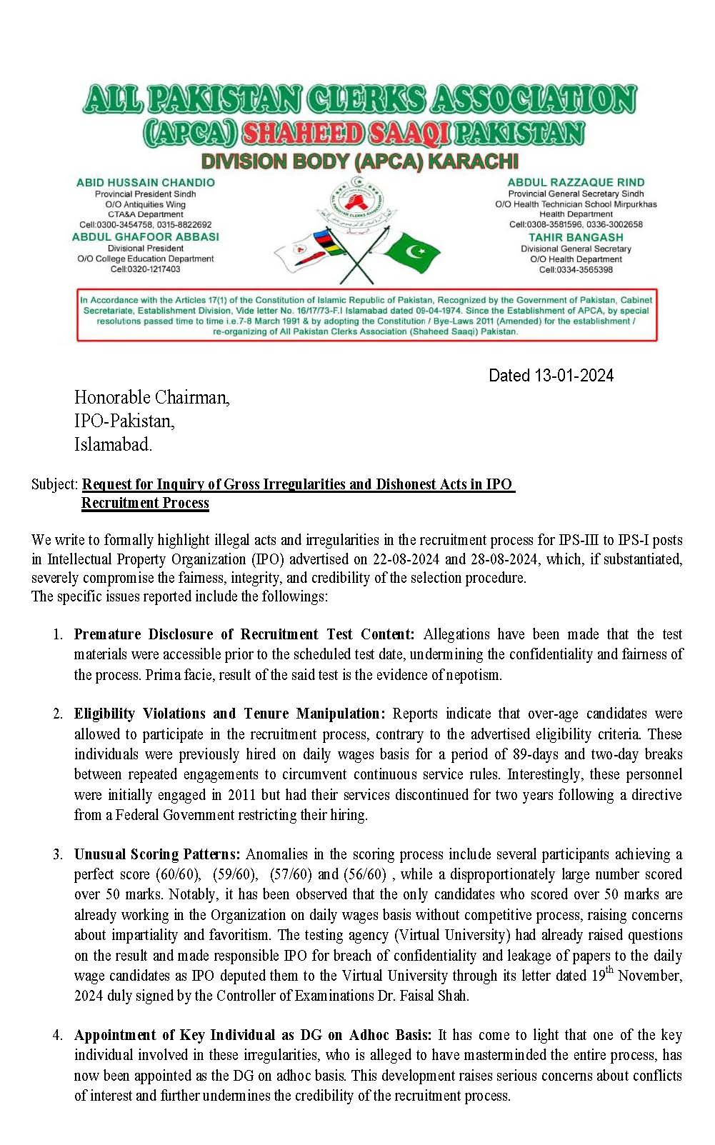 Questions raised over bogus" recruitment process in IPO Pakistan - PakDestiny